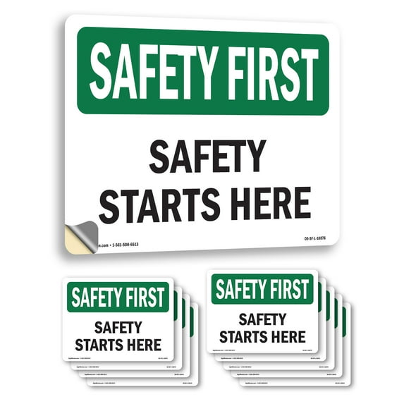 Safety Starts Here OSHA SAFETY FIRST Vinyl Decal Label 24 Inch x 18 ...