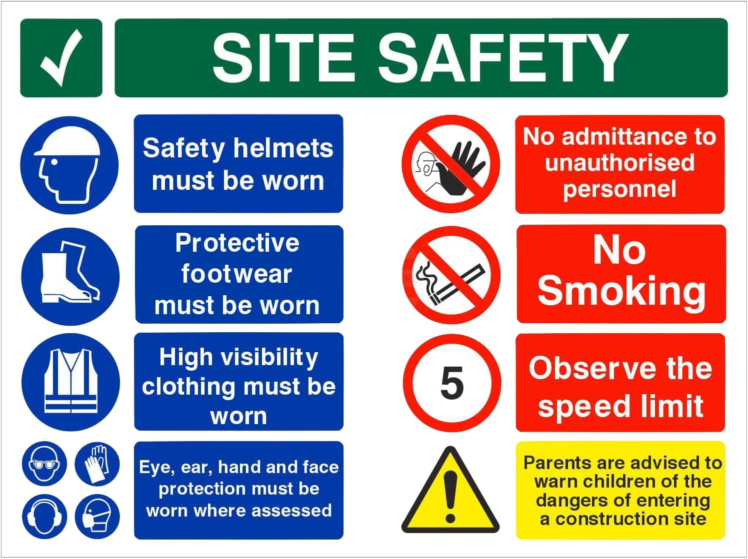 Safety Starts Here Site Safety Multi Message Safety Board Metal Sign ...