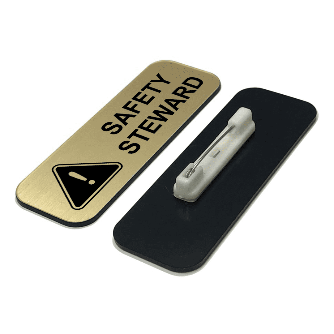 Safety Steward 1 x 3" Name Tag/Badge, Brushed Gold, (3 Pack) - Walmart.com