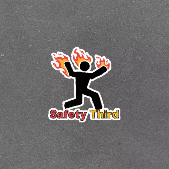 Safety Third Sticker - Flaming Stick Figure Parody Decal For Laptop ...