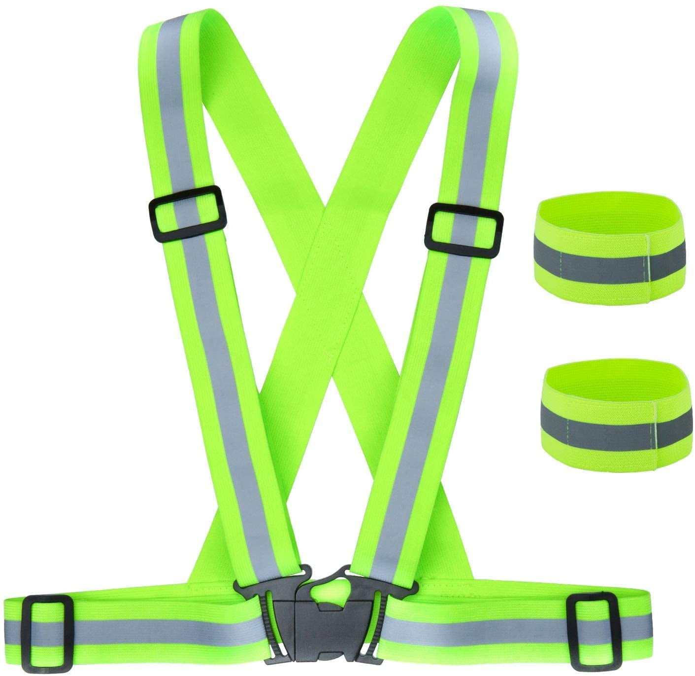 Safety Vest + Reflective Safety Wristbands, Reflective Adjustable ...