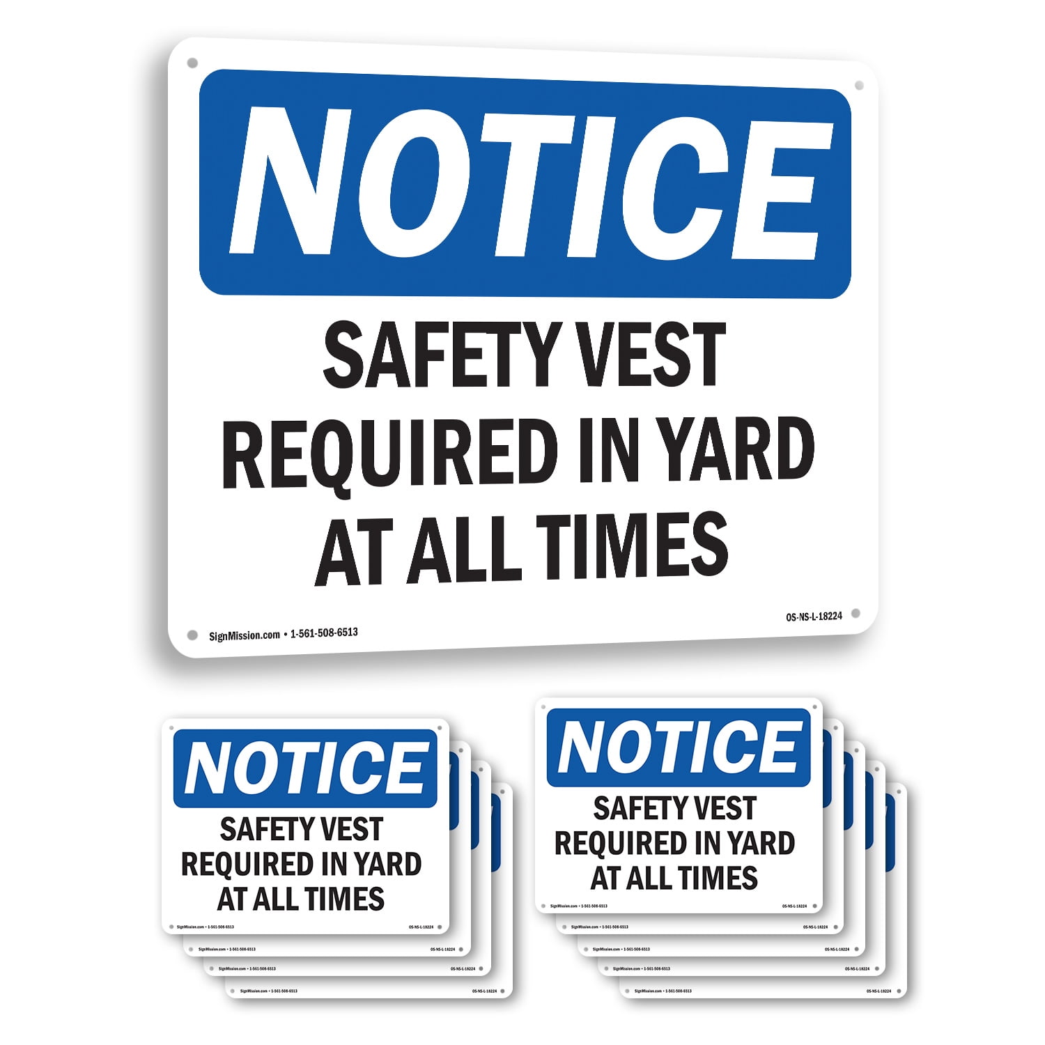 Safety Vest Required In Yard At All Times OSHA Notice Rigid Plastic ...