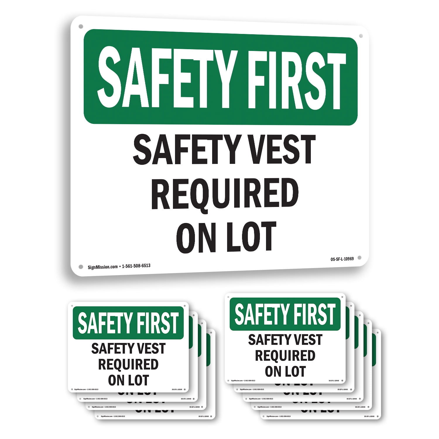 Safety Vest Required On Lot OSHA SAFETY FIRST Rigid Plastic Sign 24 ...