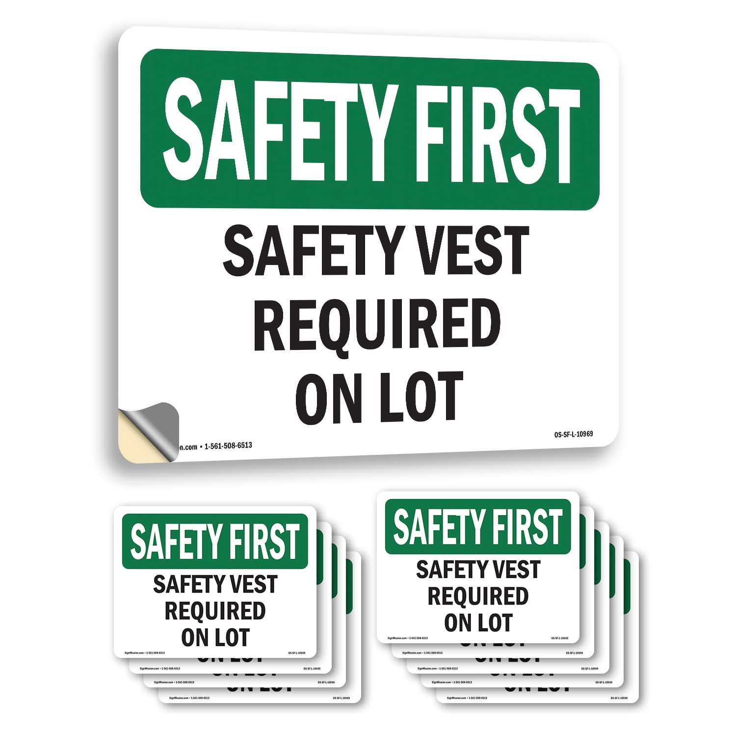Safety Vest Required On Lot OSHA SAFETY FIRST Vinyl Decal Label 24 Inch ...