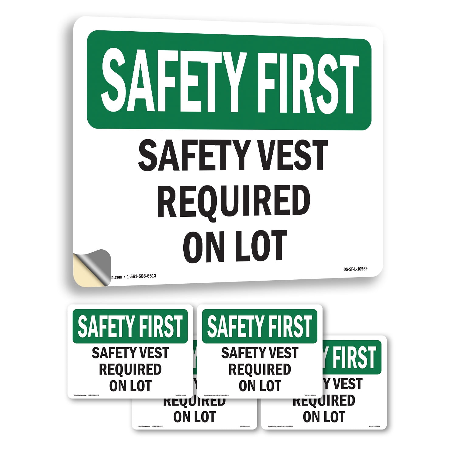 Safety Vest Required On Lot OSHA SAFETY FIRST Vinyl Decal Label 7 Inch ...