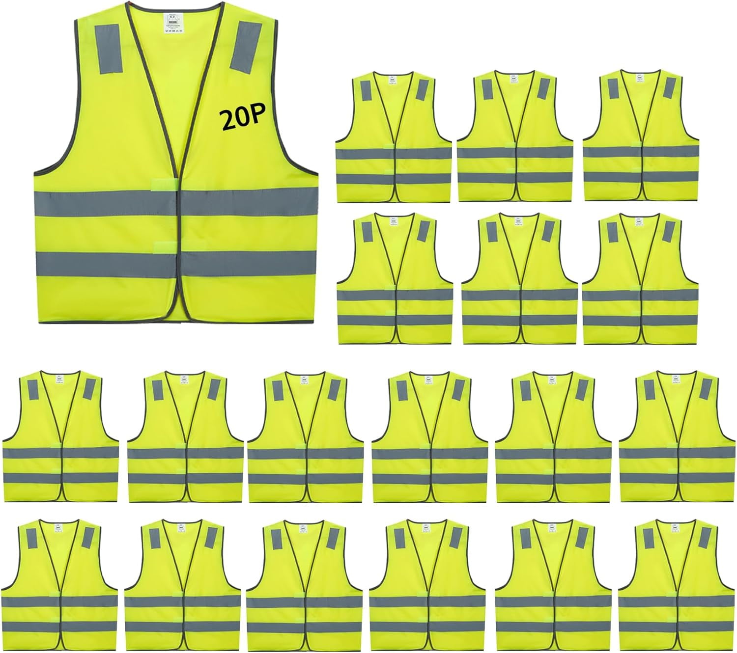 Safety Vests 10 Pack - Yellow Reflective High Visibility Construction ...