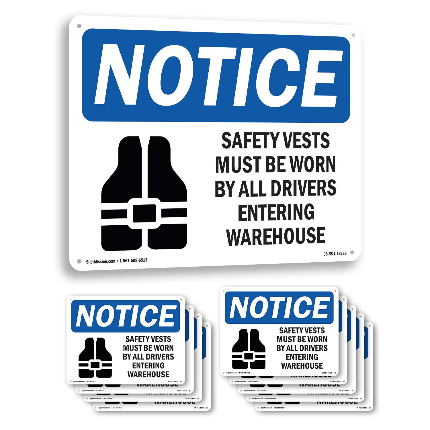 Safety Vests Must Be Worn By OSHA Notice Aluminum Sign 14 Inch x 10 ...
