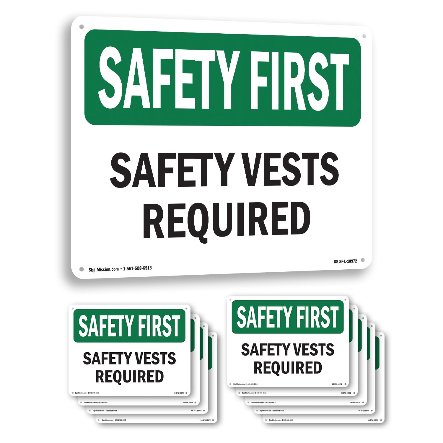Safety Vests Required OSHA SAFETY FIRST Rigid Plastic Sign 24 Inch x 18 ...