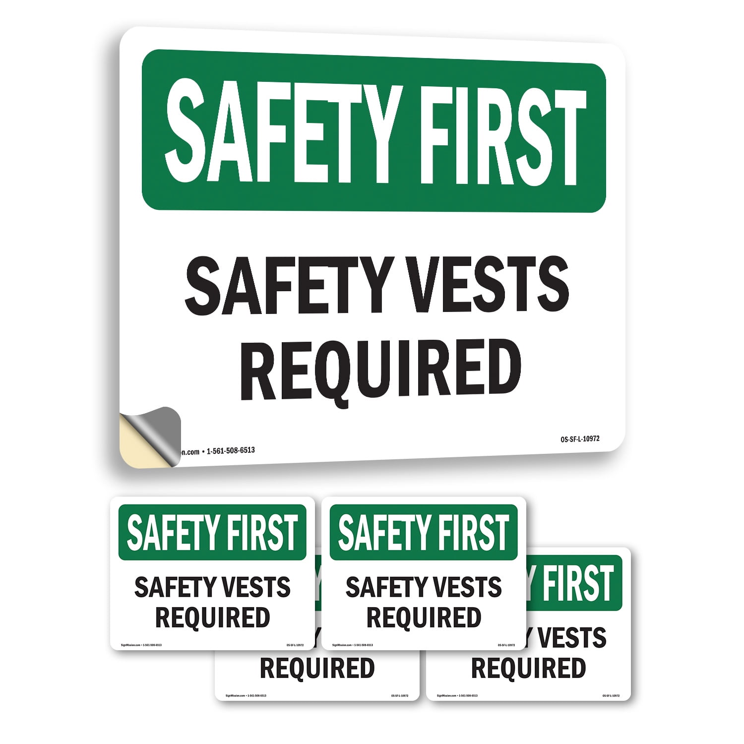 Safety Vests Required OSHA SAFETY FIRST Vinyl Decal Label 5 Inch x 3.5 ...
