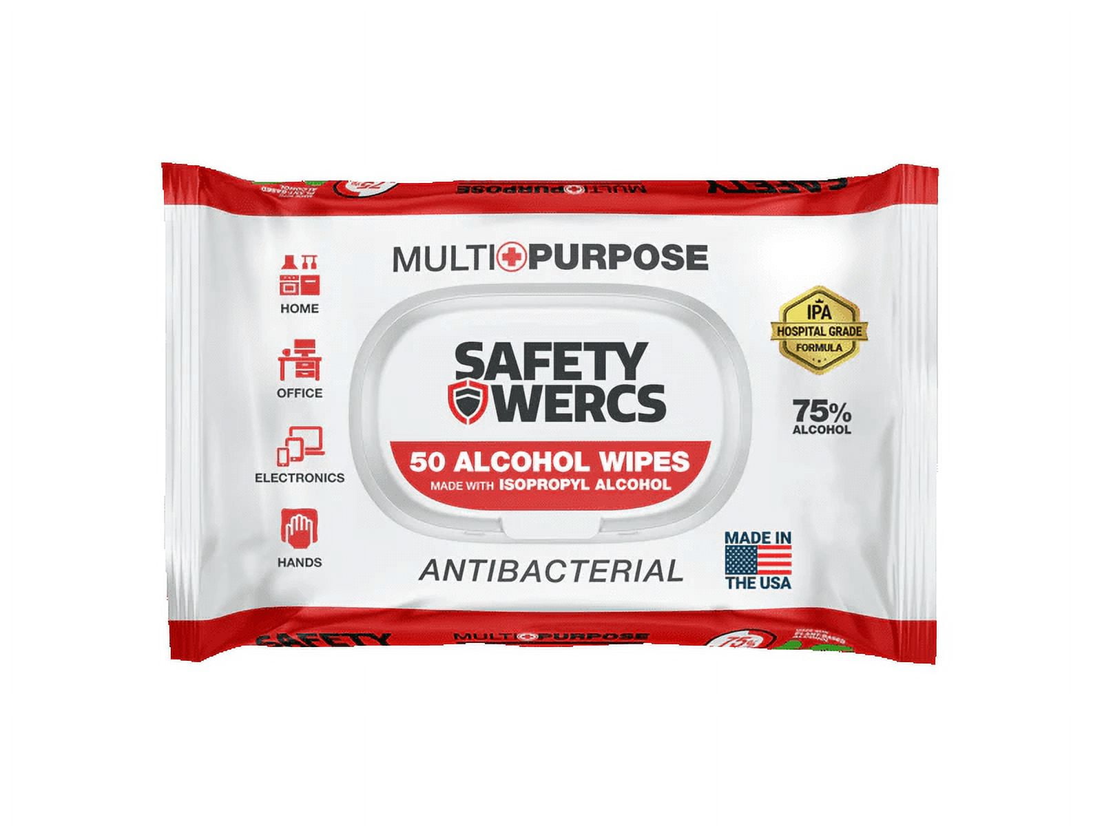 Safety Wercs Multipurpose Alcohol Cleaning Wipes 4 Packs - Walmart.com