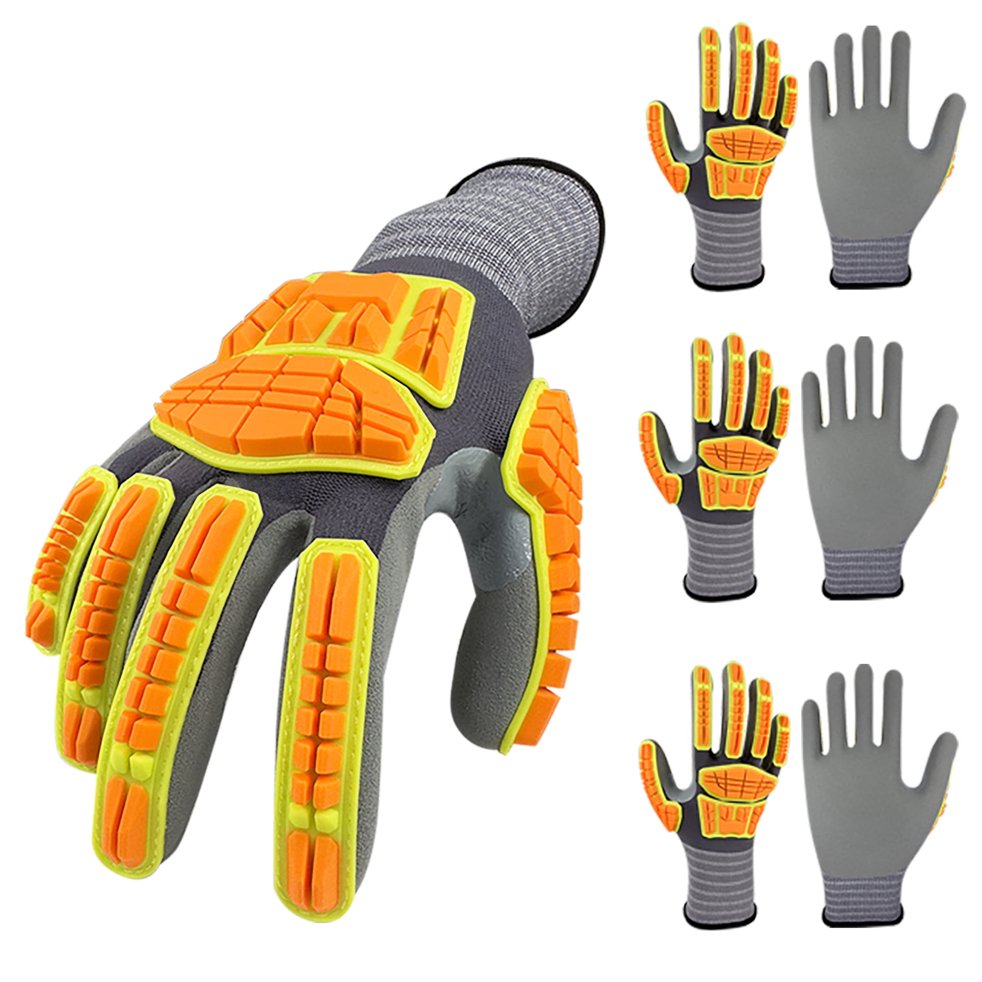 Safety Work Gloves , Anti-Slip TPR Gloves with Nitrile Grip, M,3Pairs ...