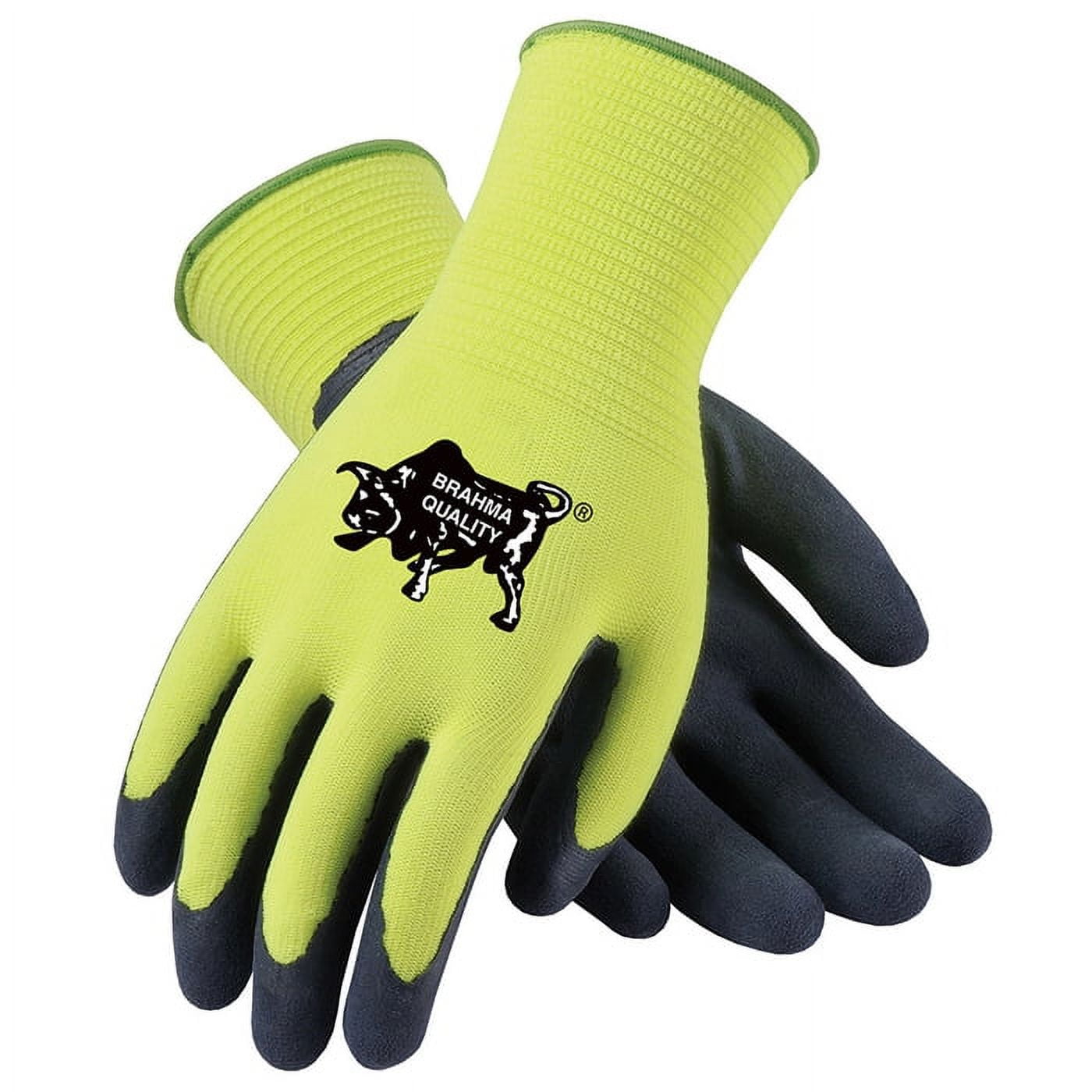 Safety Works Hi-Vis Latex Microfinish Grip Seamless Knit Large Yellow ...