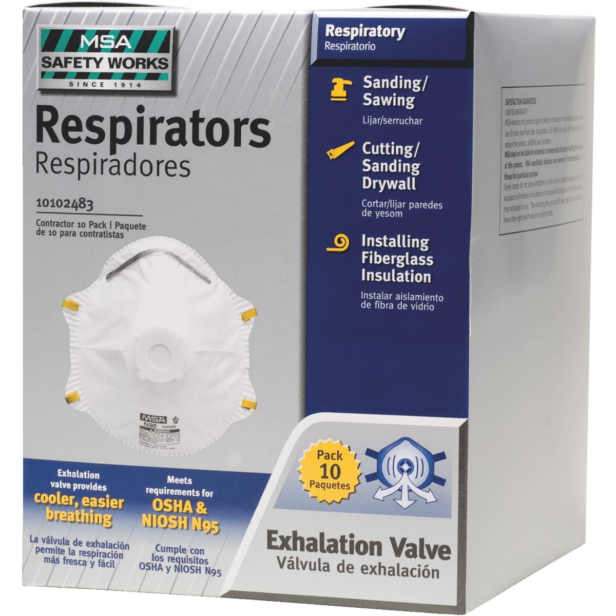Safety Works N95 Harmful Dust Respirator with Valve (10-Pack) - Walmart.com
