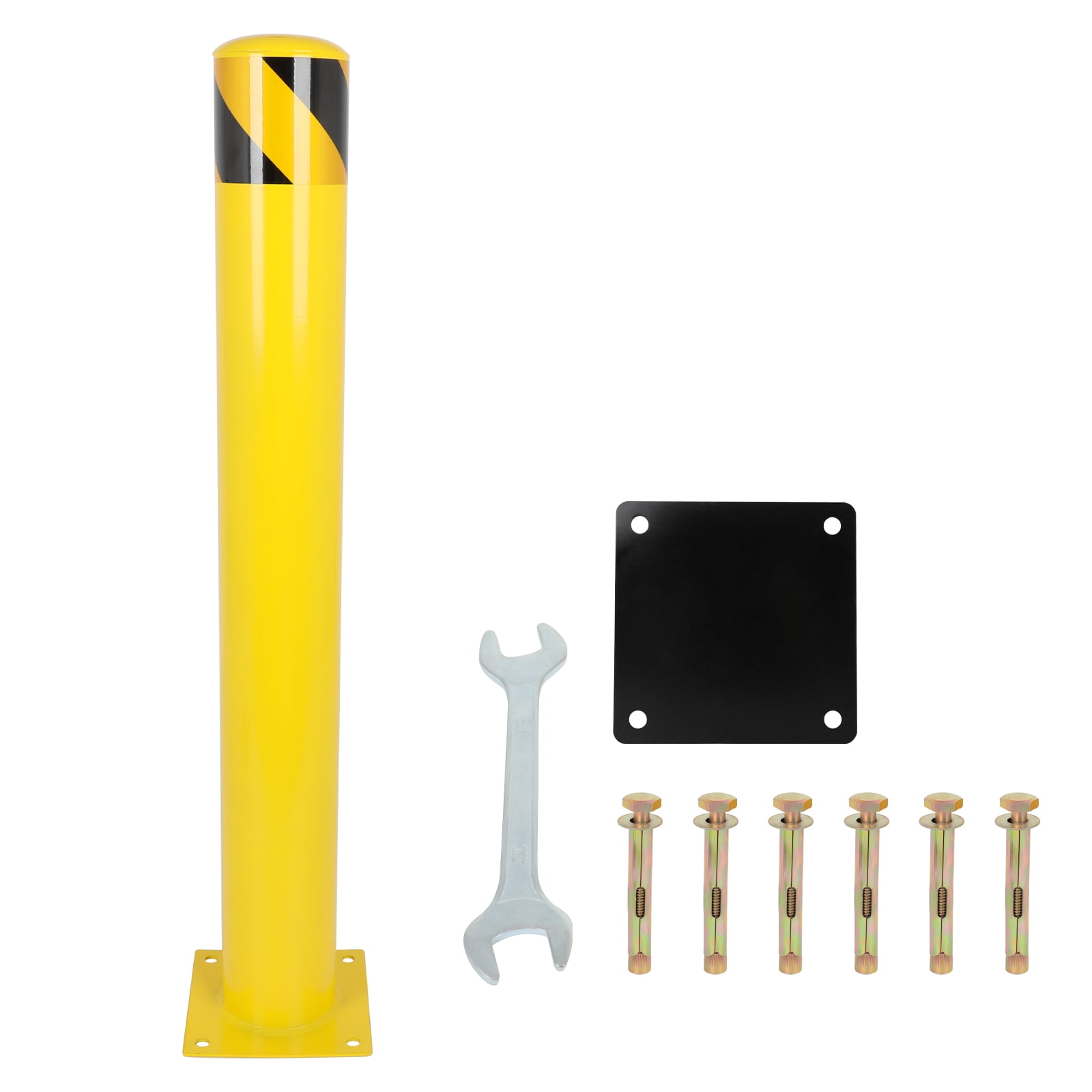 Safety bollard, 36In High Traffic Safety Bollard, 4.5In Diameter Yellow ...