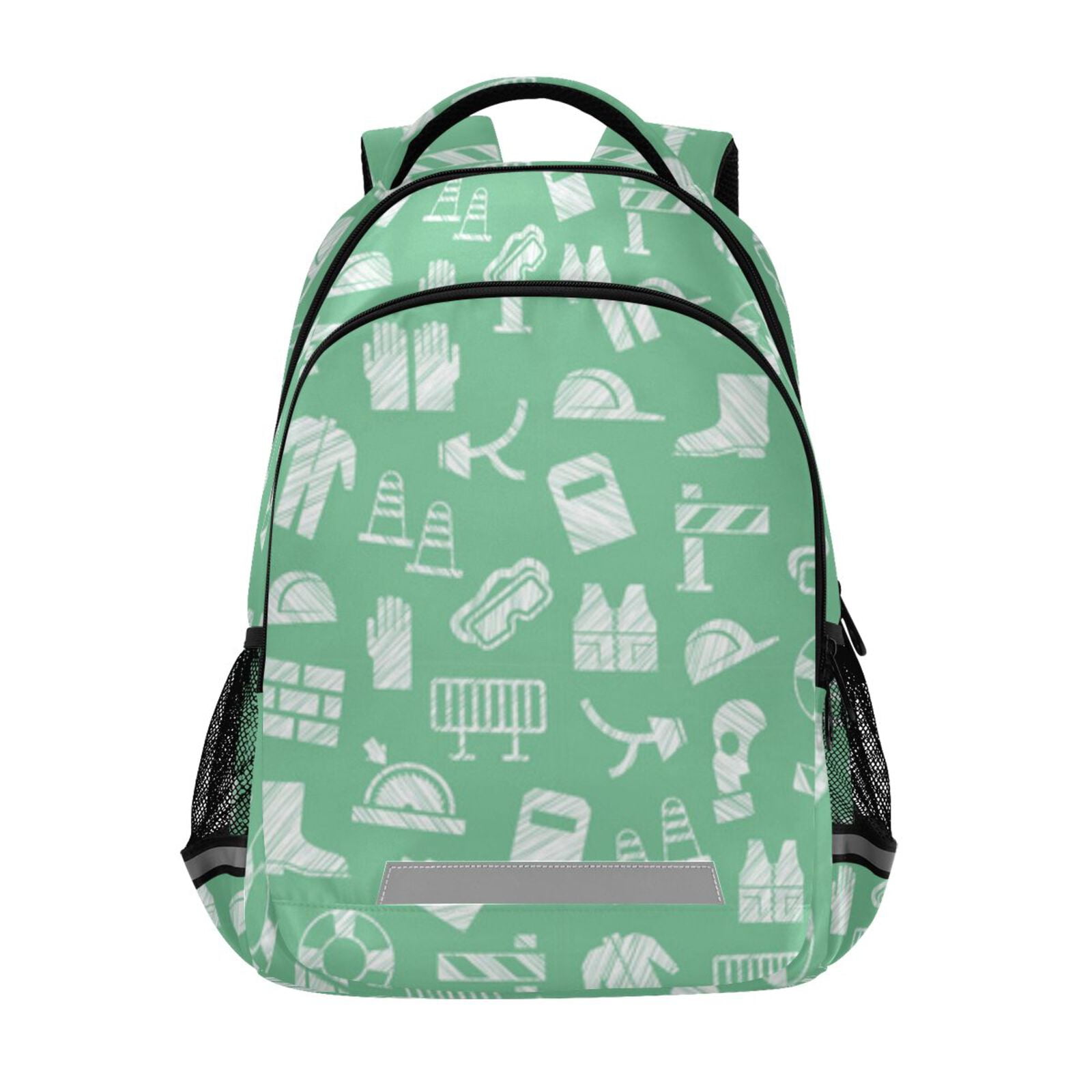 Safety icons green background Backpacks with Safety Reflective Strips ...