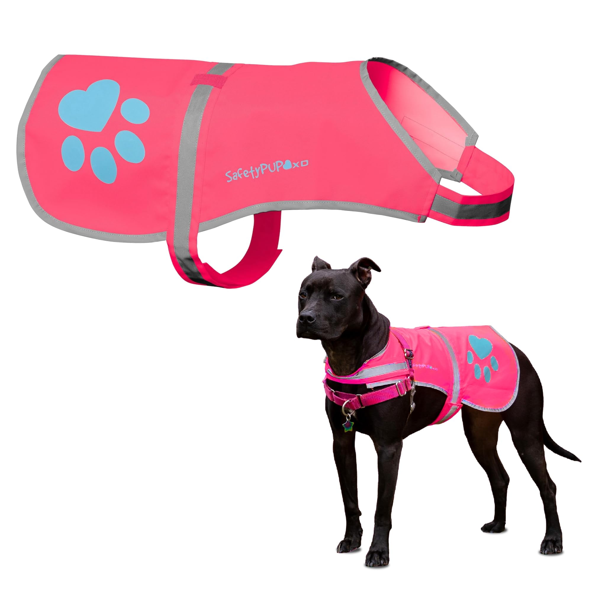 SafetyPUP XD Dog Reflective Vest - Multiple Color Options with Hi-Vis Fluorescent Visibility ...