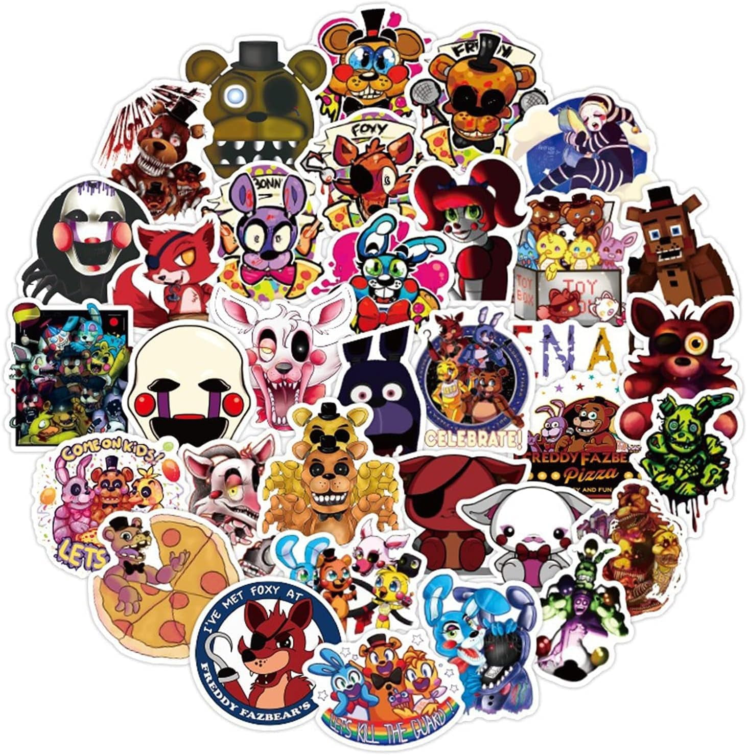 Safeydaddy FNAF Cartoon Gaming Vinyl Stickers, 50 Count - Walmart.com