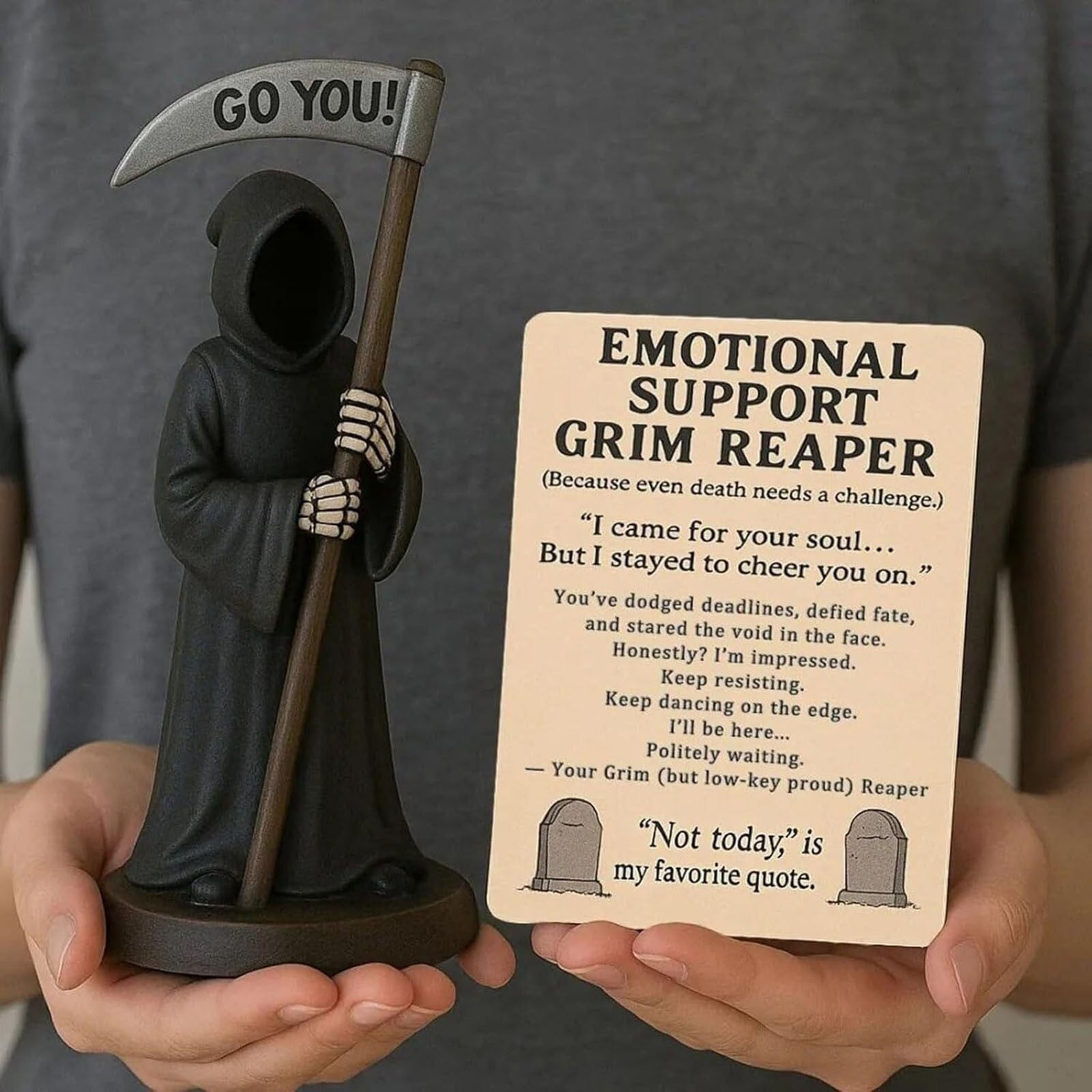 Safeydaddy Halloween Emotional Support Grim Reaper Figurine – 4.7" Grim ...