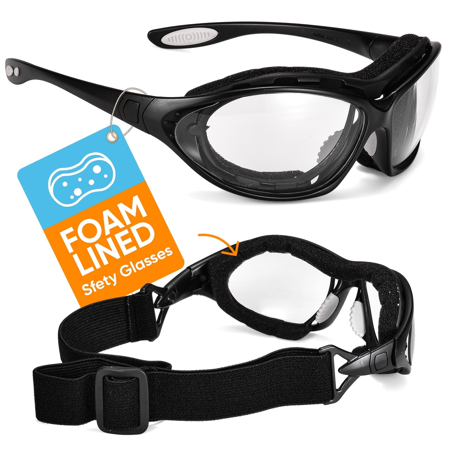 SAFEYEAR Anti-fog Safety Goggles EN166 Anti Scratch Neck Cord UV ...