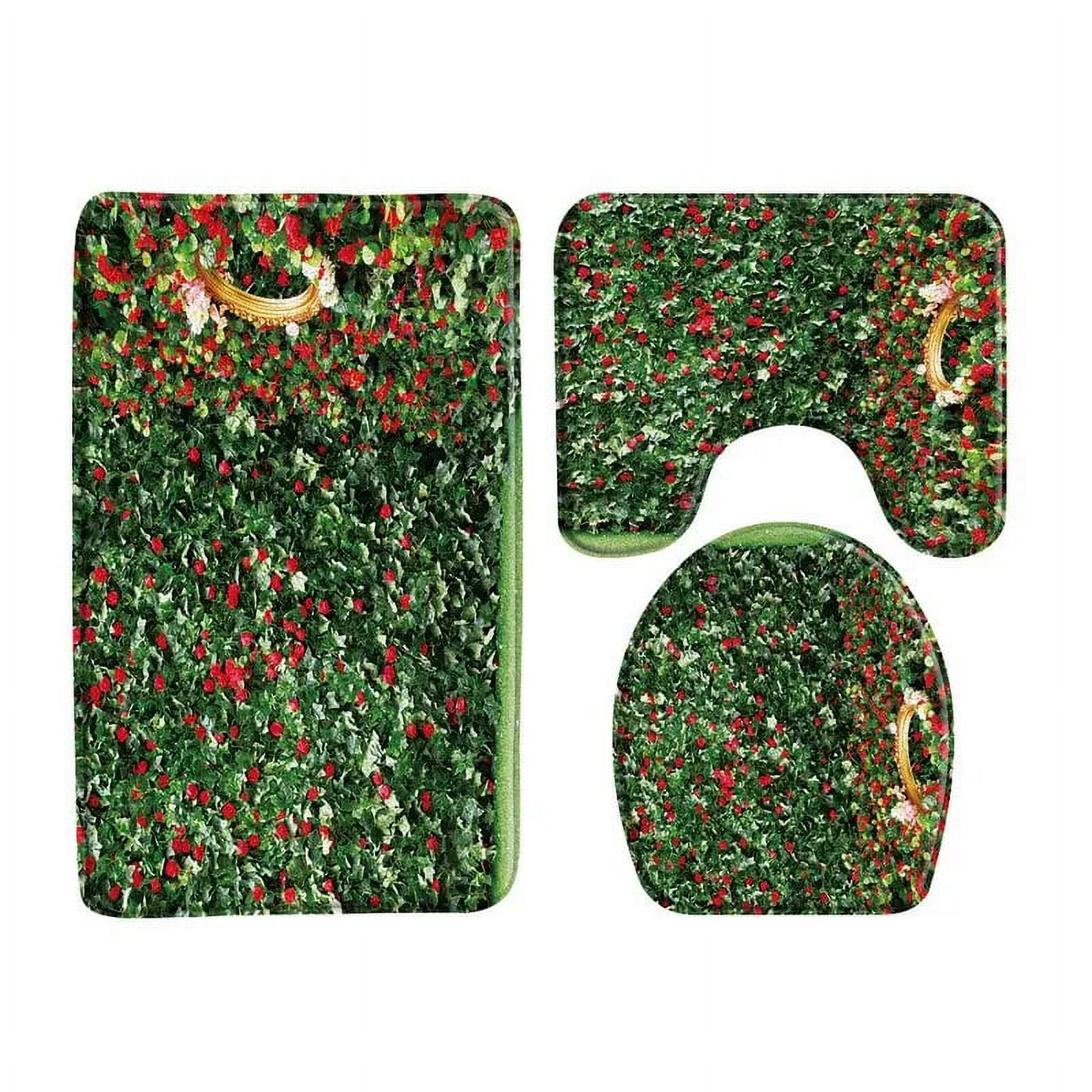 Safflower Green Leaves Bath Mat Plant Landscape Anti-Slip Shower Water ...