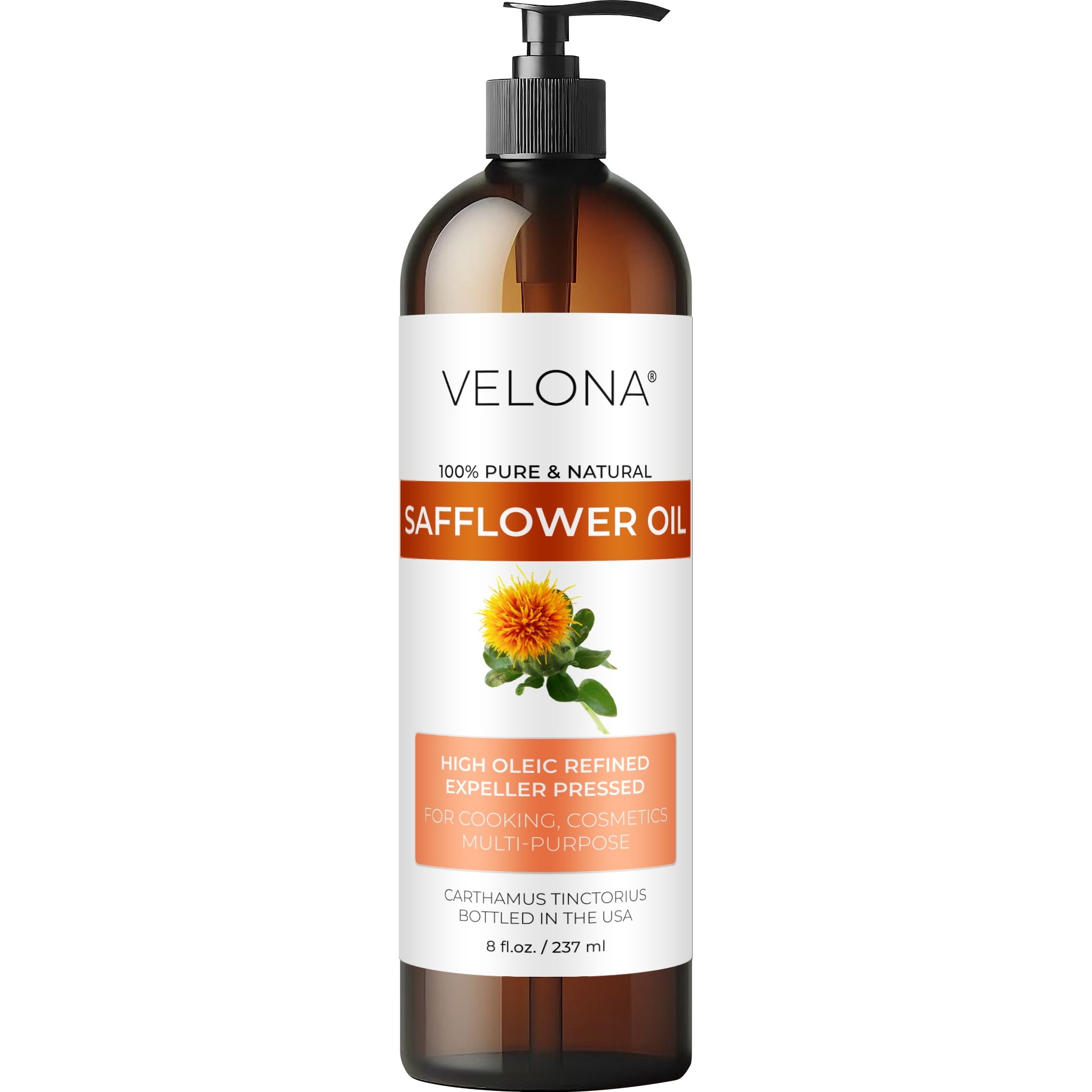 Safflower Oil by Velona - 8 fl oz | 100% Pure and Natural Carrier Oil ...