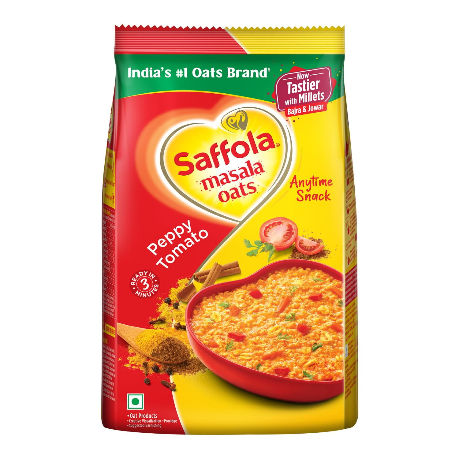 Saffola Masala Oats Peppy OIF8 Tomato 500 grams (17.63 oz) - Vegetarian ...