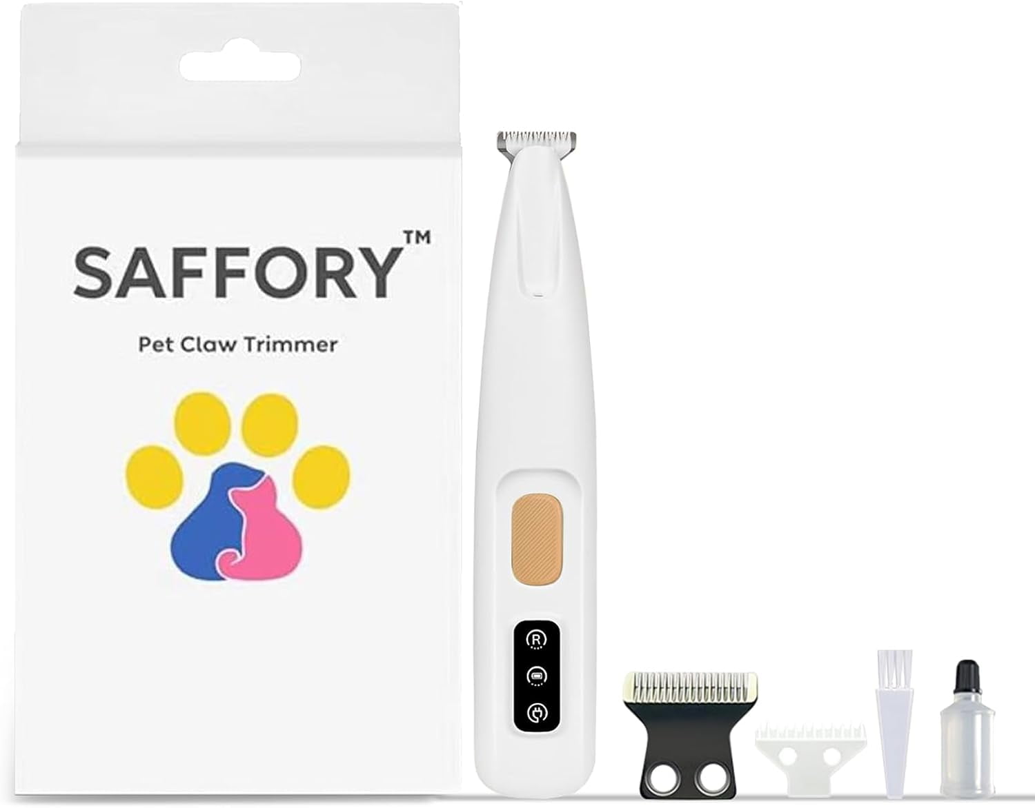Saffory Dog Paw Trimmer, Pet Claw Trimmer with LED Light, Low Noise USB ...