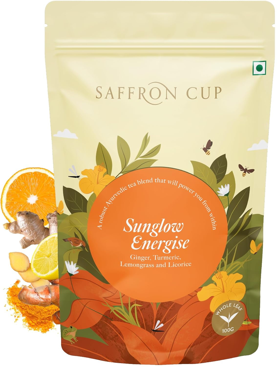 Saffron Cup Sunglow Energize Tea - 100gm, 3.5 Ounce | Infused With ...