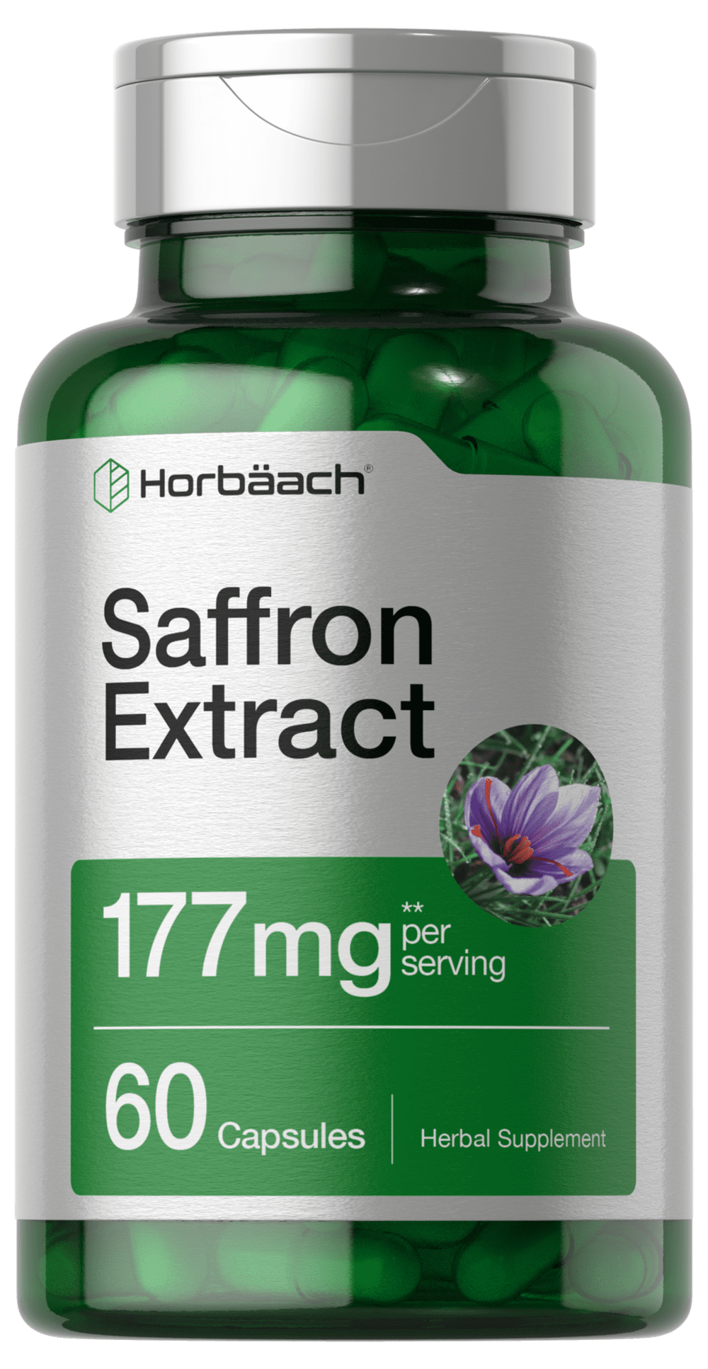 Horbaach Pure Golden Saffron Extract Supplement | 177 mg | 60 Count ...