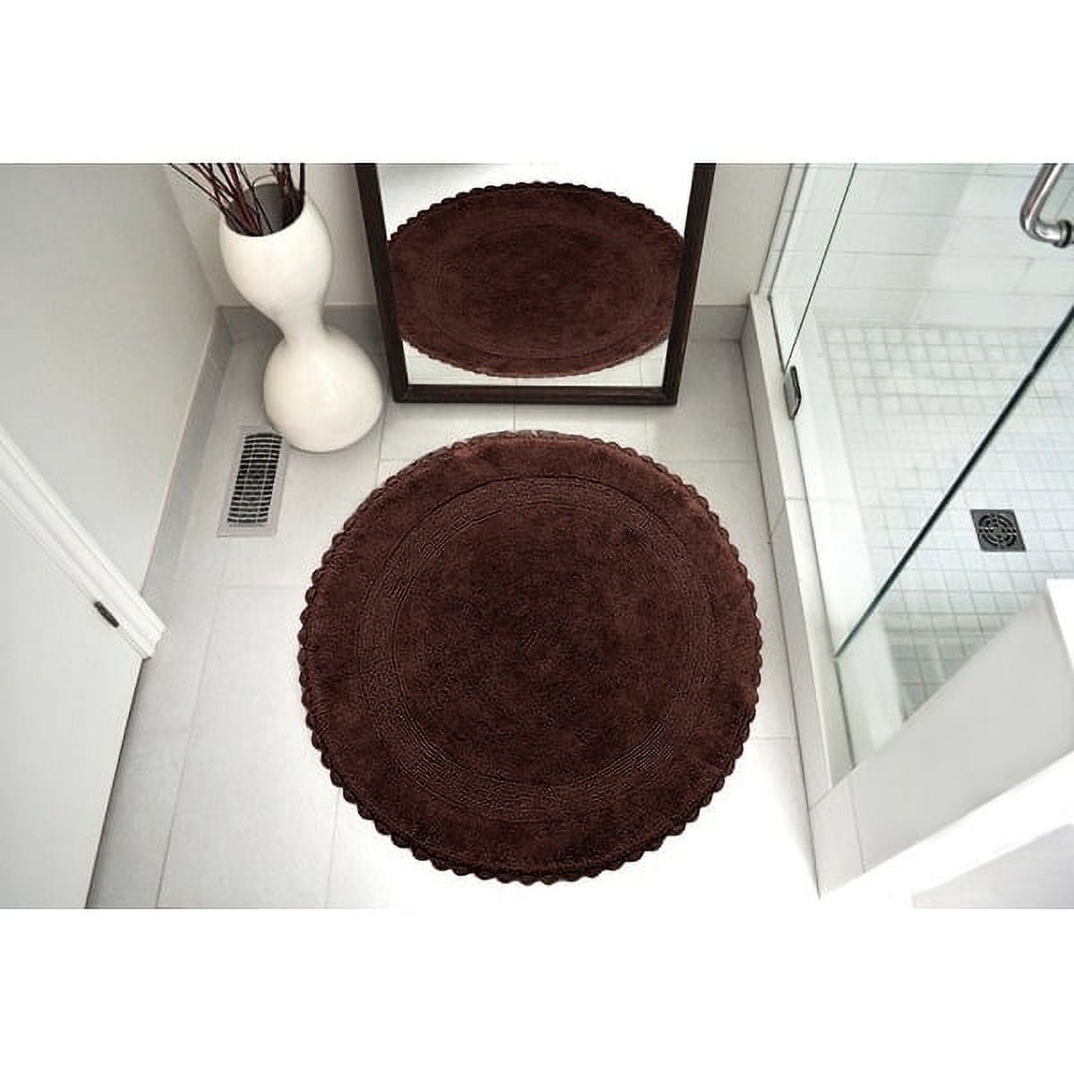 Saffron Fabs 36 Inches Round Cotton Bath Rug Reversible Hand Knitted ...