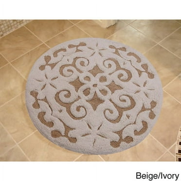Saffron Fabs Bath Rug, 36" Round, Two Tone Reversible Solid Color ...