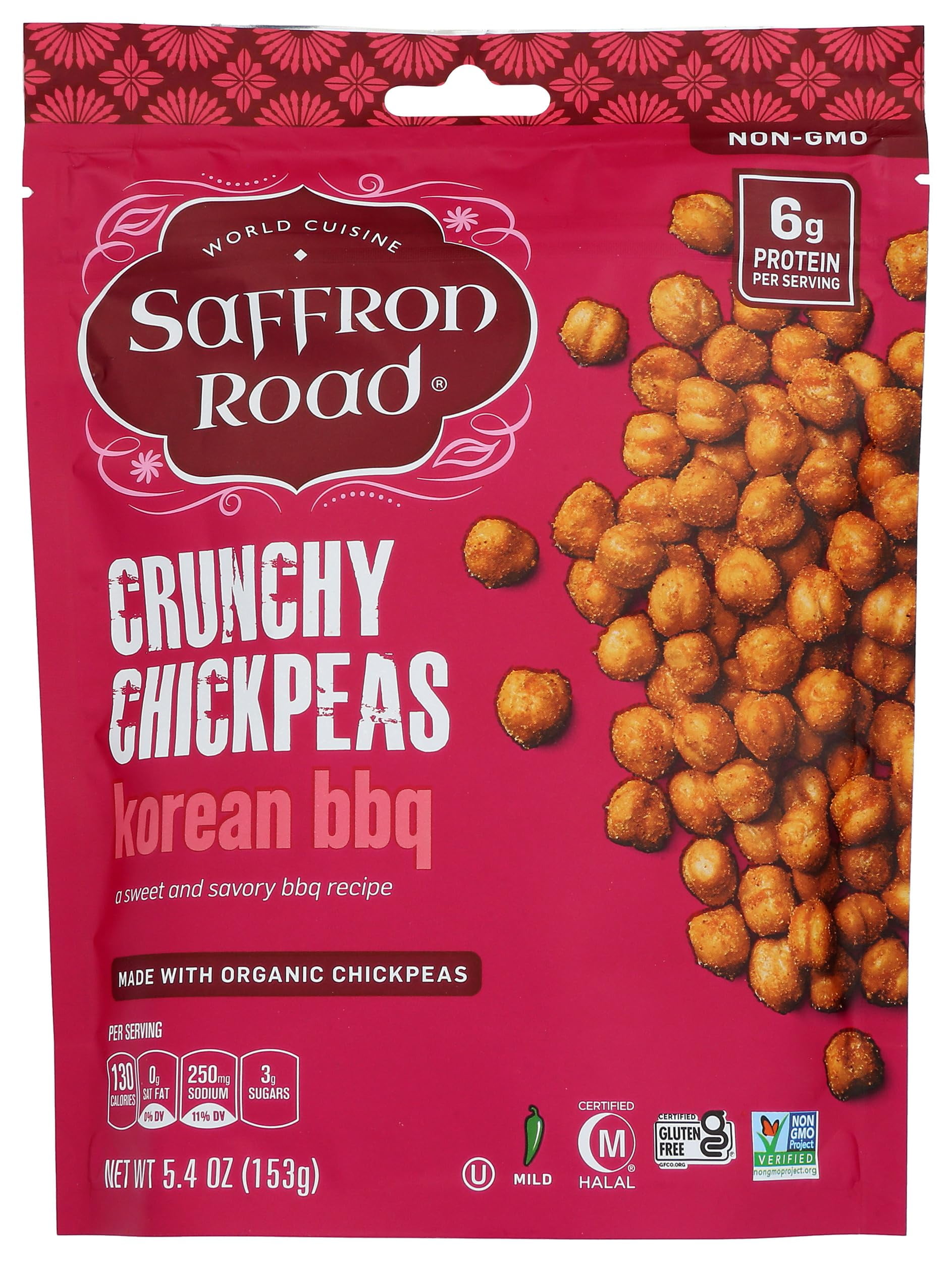 Saffron Road Korean BBQ DMF15 Crunchy Chickpea Snack, 6oz - Gluten Free, Non-GMO, Halal, Kosher ...