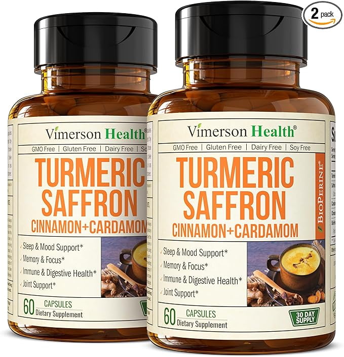 Saffron Supplements - Turmeric Curcumin Supplement with Black Pepper ...