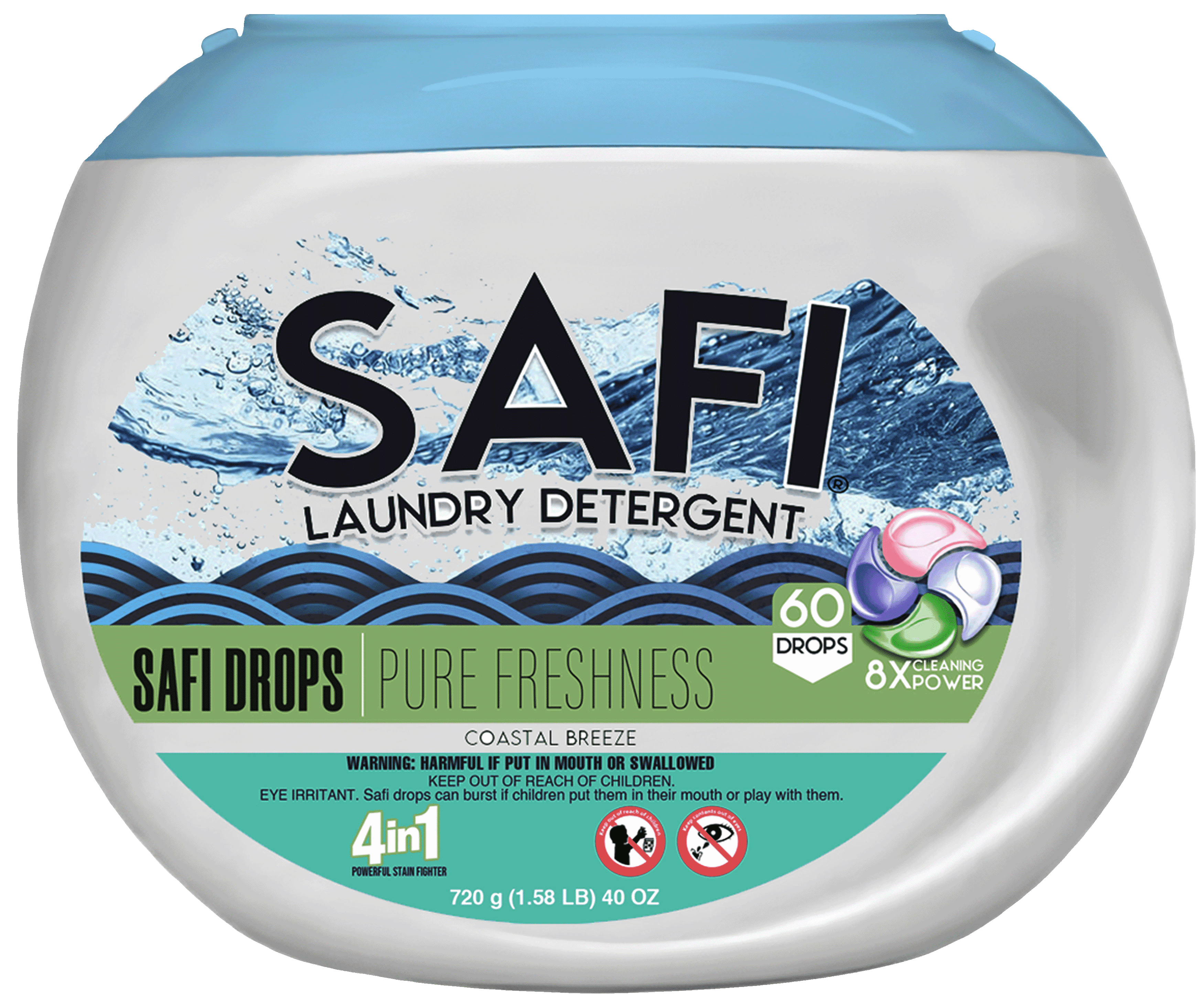 Safi Laundry Detergent Pods, 4 in 1, Coastal Scent, 60 Count - Walmart.com
