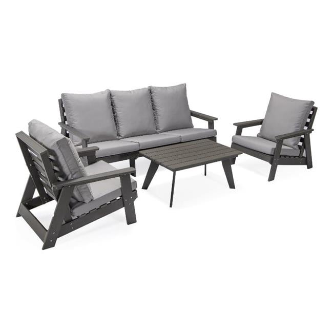 Safia Outdoor Seating Group, Dark Grey - 4 Piece - Walmart.com