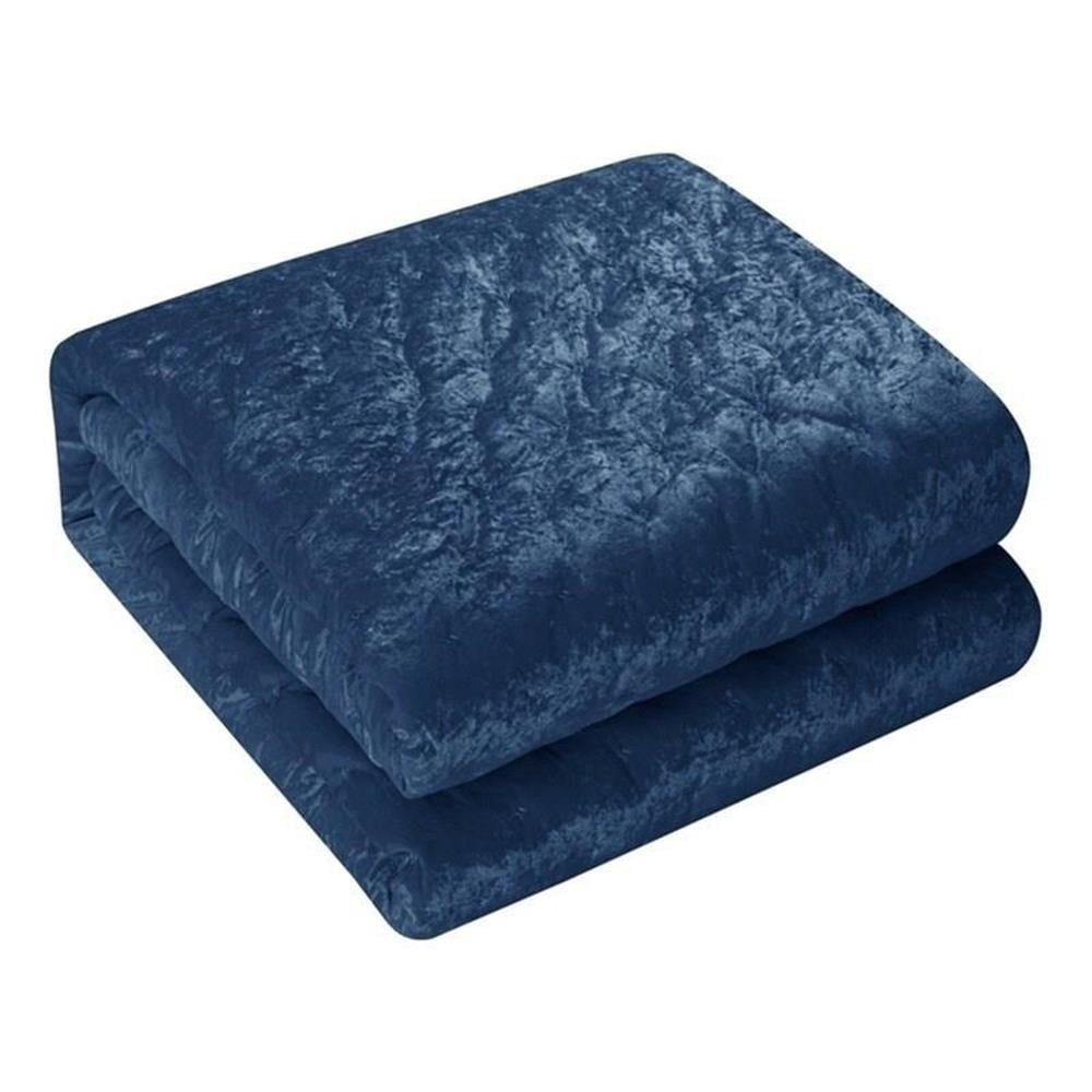 Posh Living Safiya Velvet 3pc Full/Queen Comforter Set Navy - Walmart.com