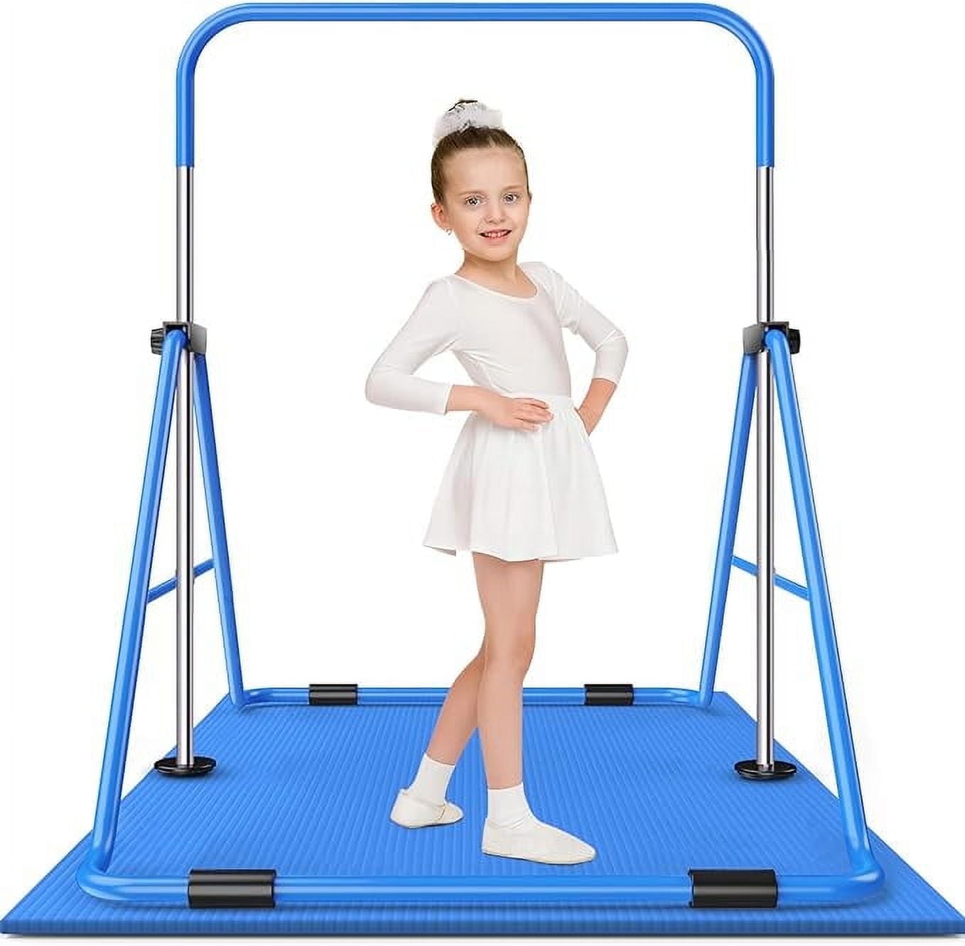 Safly Fun Gymnastics Bar with Mat for Kids, Height Adjustable Junior ...