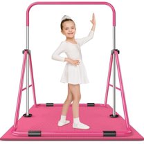 Foldable Pink Gymnastics Bar with 2 x 6 Ft Tri-Fold Mat - Durable and ...
