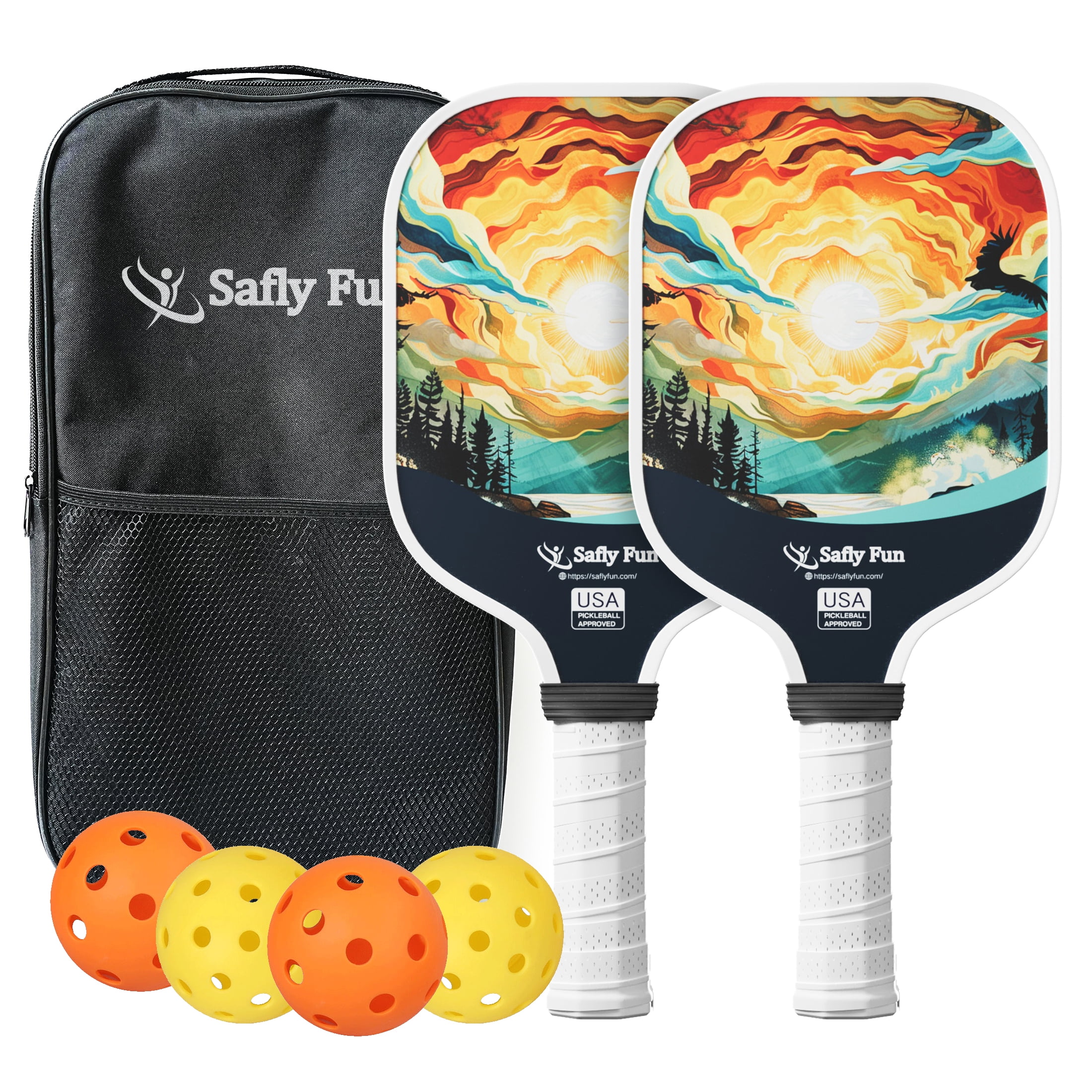 Safly Fun Pickleball Paddles Set of 2 - USAPA Certified - Carbon Fiber ...