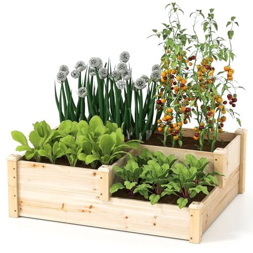 Safstar 3-Tier Raised Garden Bed, Outdoor Elevated Planter Box for ...