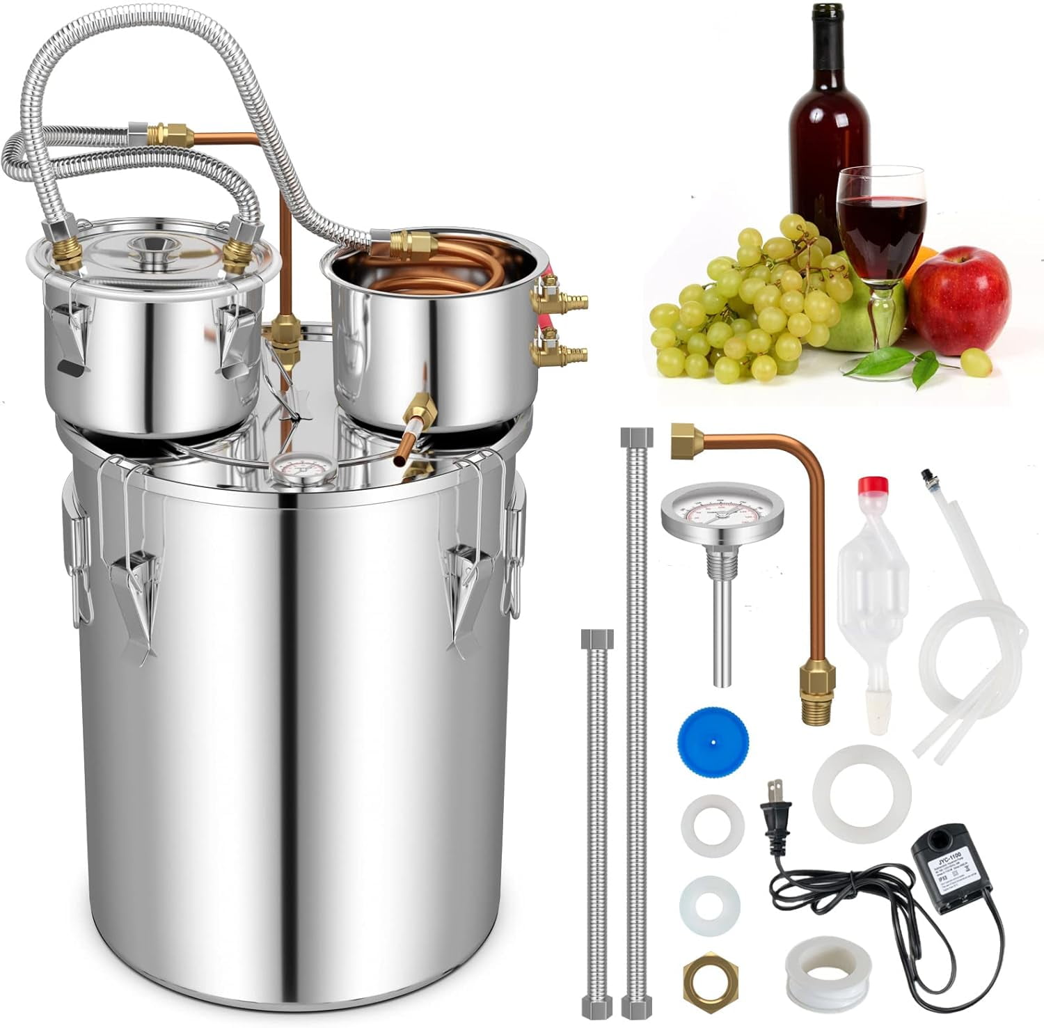 Safstar Alcohol Still 10 Gal 38 L Stainless Steel Alcohol Distiller ...