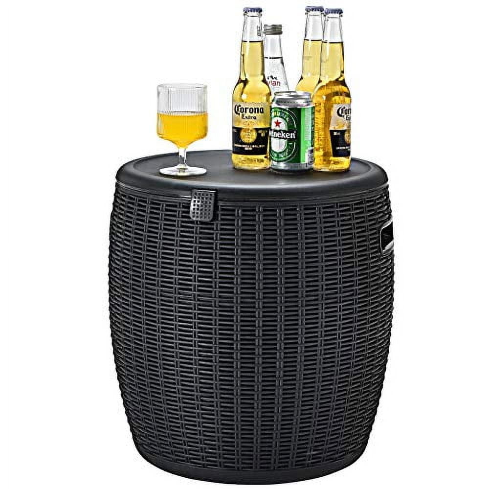 Safstar Outdoor Cooler Table, 9.5 Gallon Ice Cool Table w/Top Lid, Side ...
