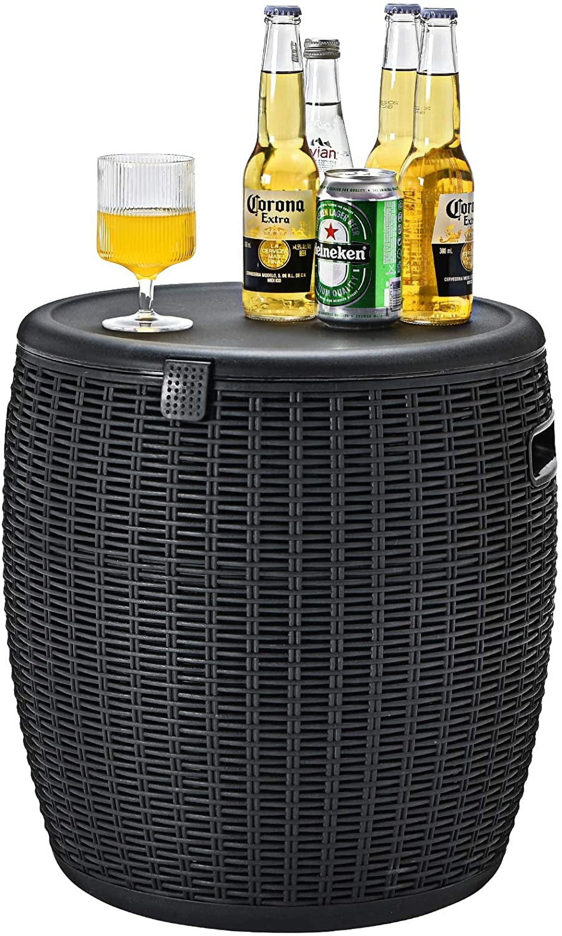 Safstar Outdoor Cooler Table, 9.5 Gallon Ice Cool Table w/Top Lid, Side ...