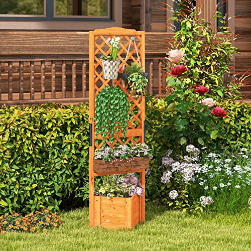 Safstar Set of 2 Raised Garden Bed with Trellis, 71" Tall Indoor ...