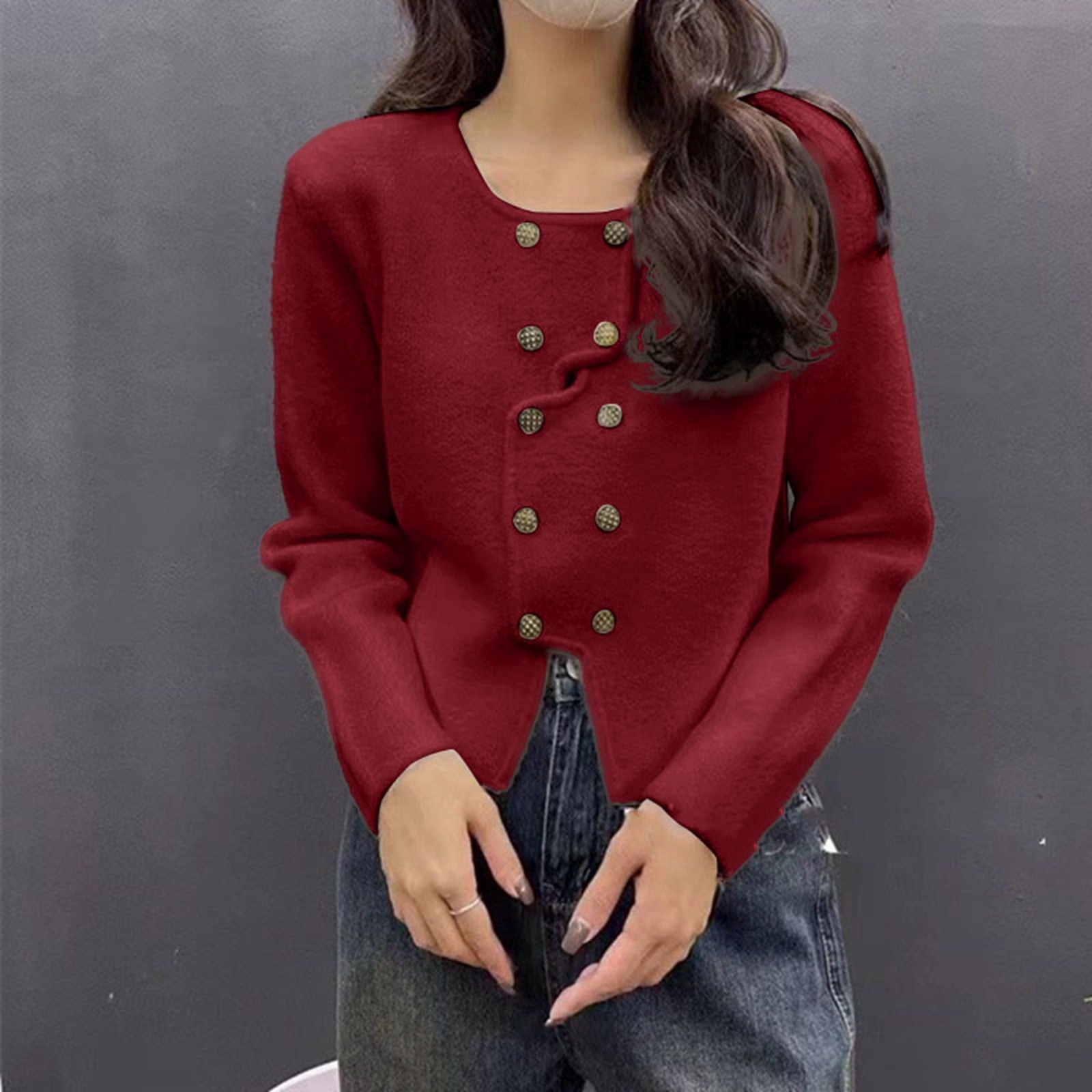 Safufu Women's Double Breasted Knit soft elegant Sweater Fall Winter ...