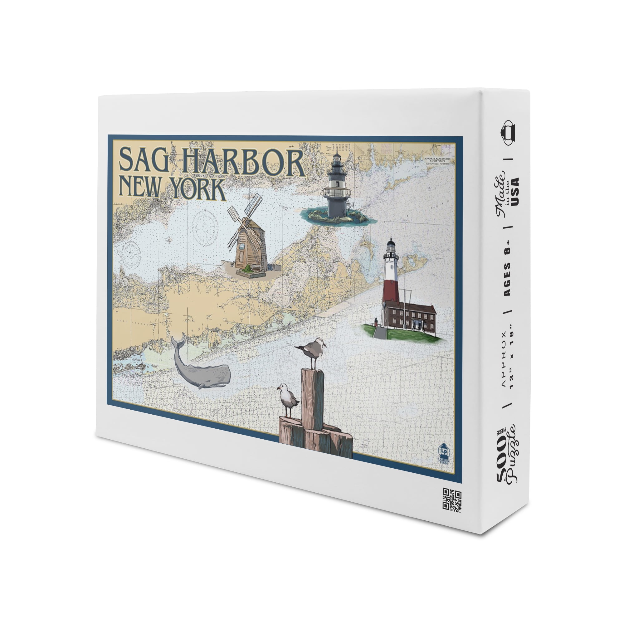 Sag Harbor, New York, Nautical Chart with Windmill (19x27 inches ...