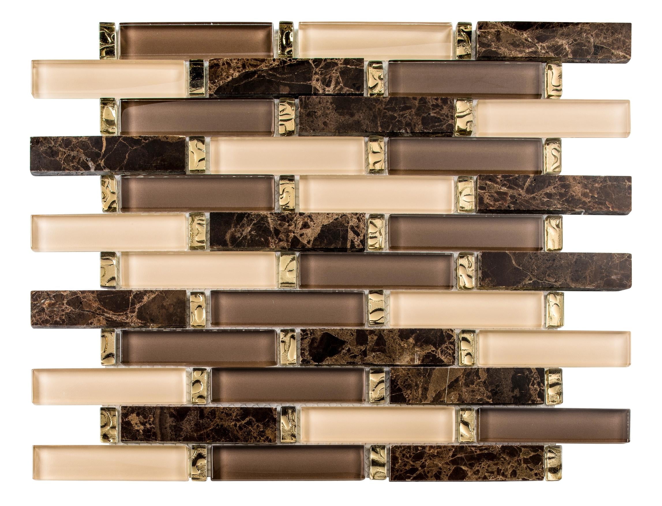 Saga Adventure Brown Epic 1-in. Brick Joint Matte Glass and Marble ...