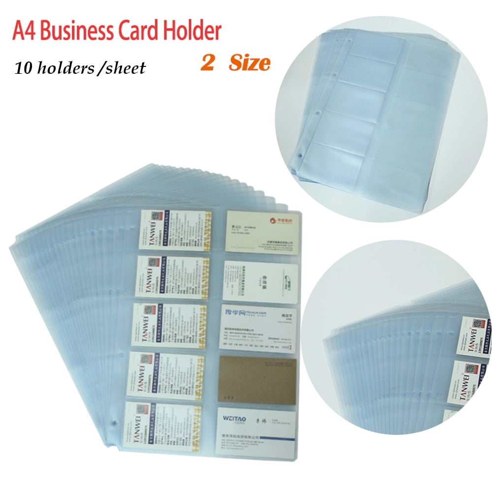 SagaSave 10 Sheet A4 Business Card Holders Punched Pocket Wallets Card ...