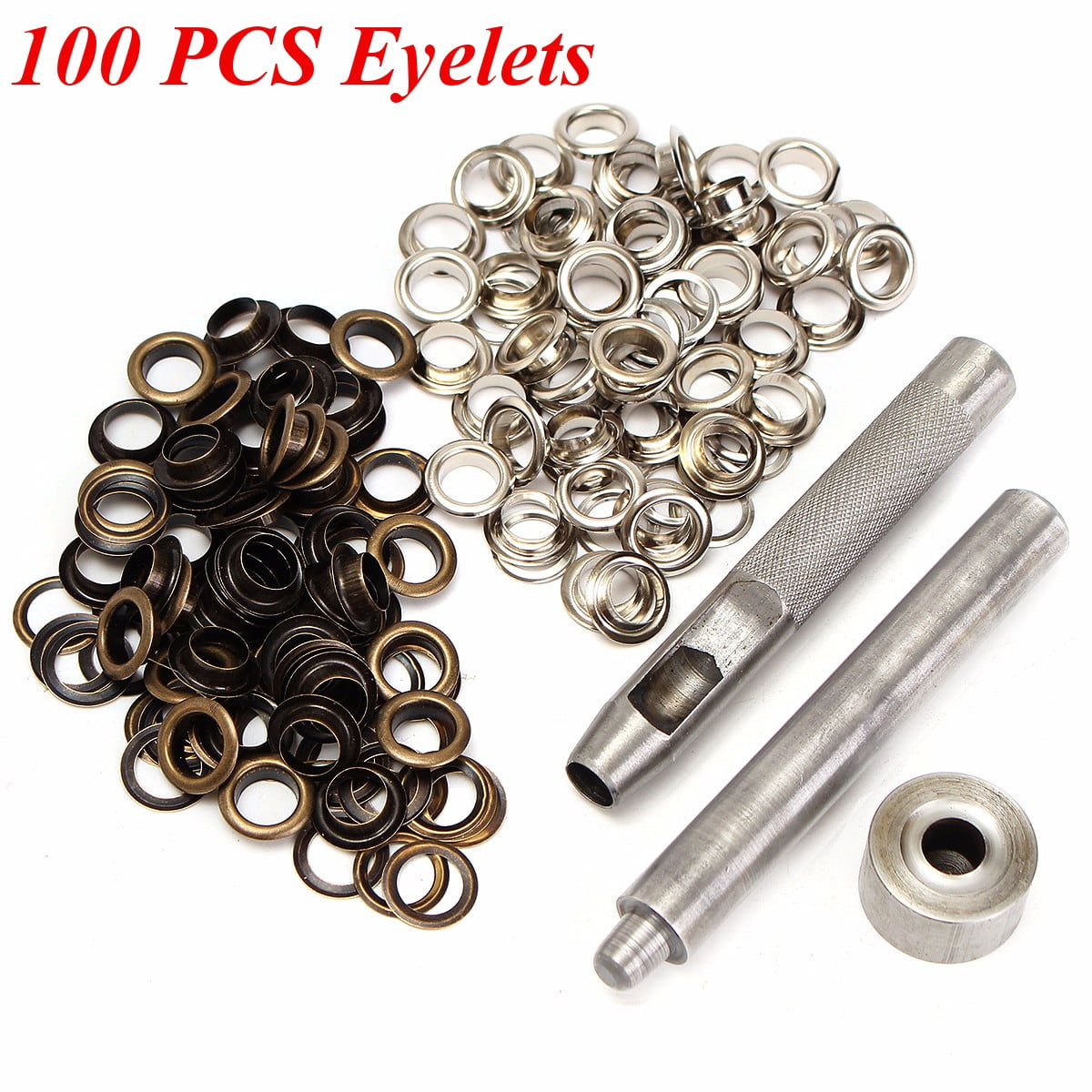 SagaSave 100Pcs Eyelets Kits Copper Grommet Kit Eyelet Hole Punch Tool ...