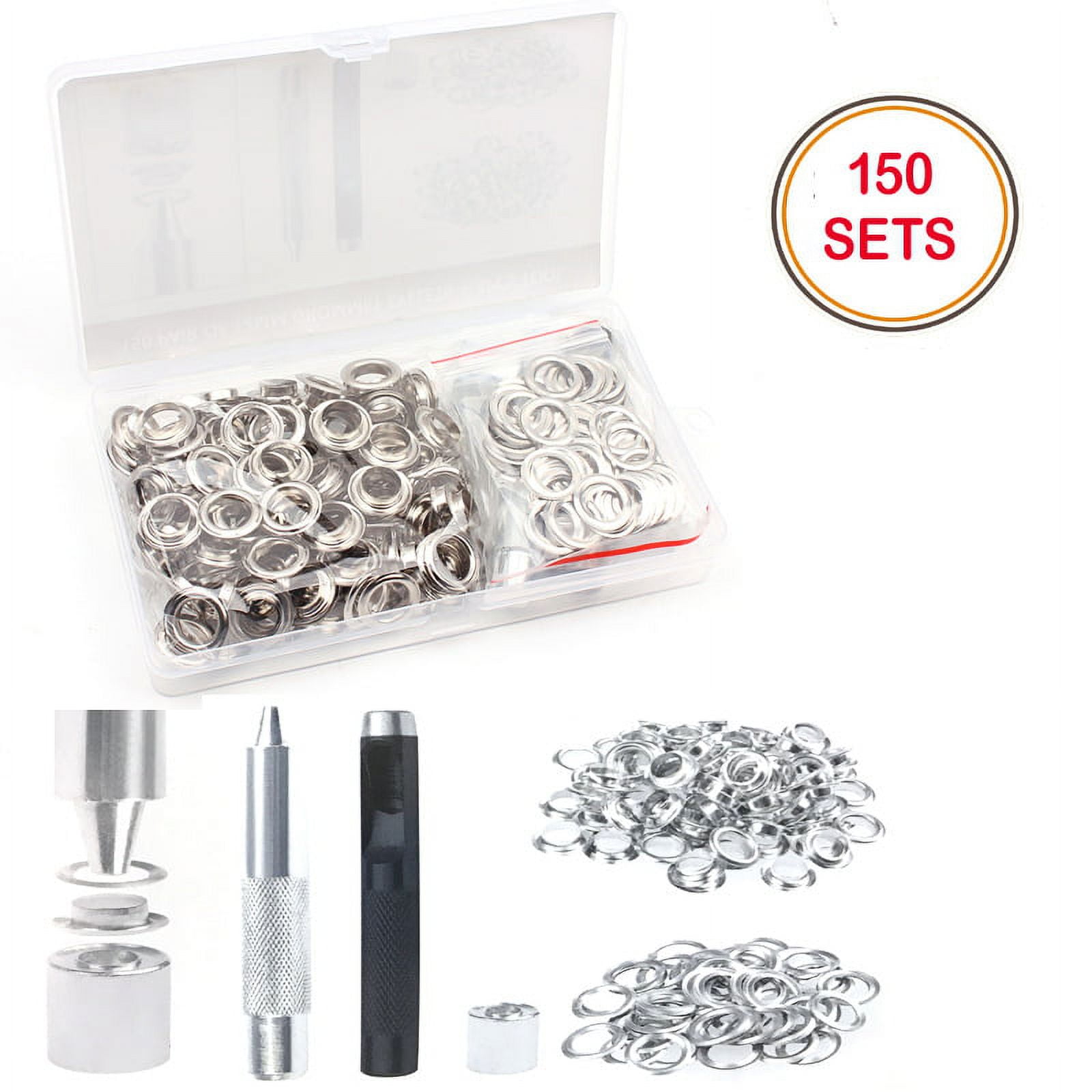 SagaSave 150 Sets Grommet Eyelets Set Punch Tool Kit DIY Manual ...